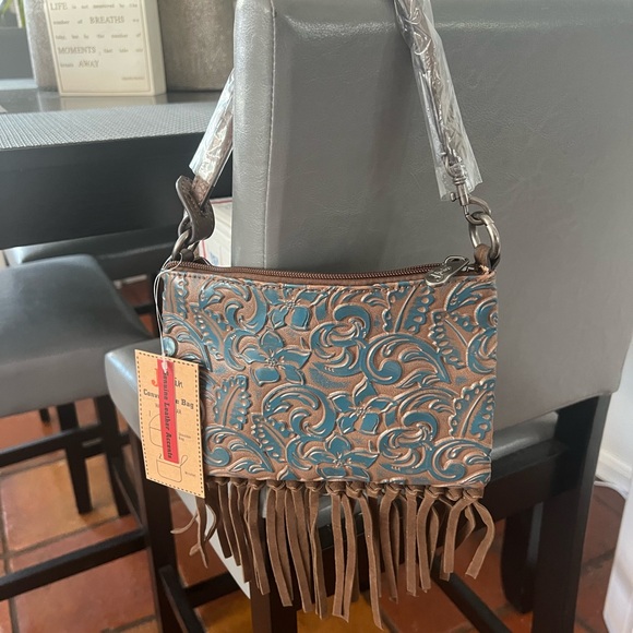 Justin Bieber | Bags | Justin Fringe Leather Crossbody Bag Blue And ...